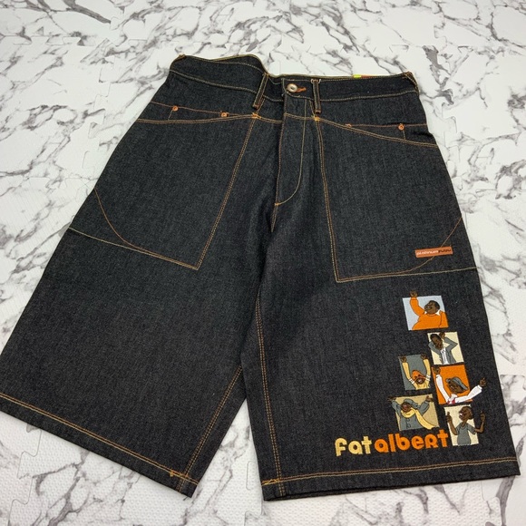 FUBU | Shorts | Mens Fubu Black Phat Albert Denim Short Nwt | Poshmark